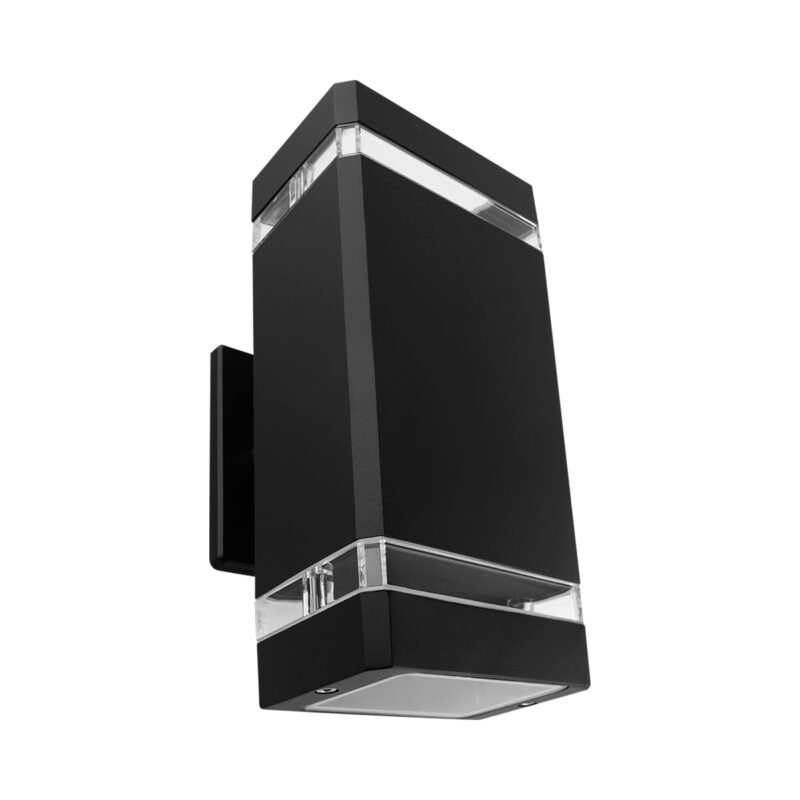 ADE-012-LUMINARIA PARED RECTANGULAR DOBLE ALUMINIO NEGRO EXTERIOR ...